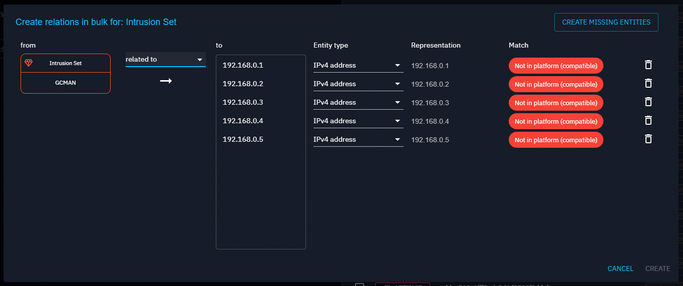 Introducing bulk creation of relationships, entities and observables in OpenCTI | Filigran Blog